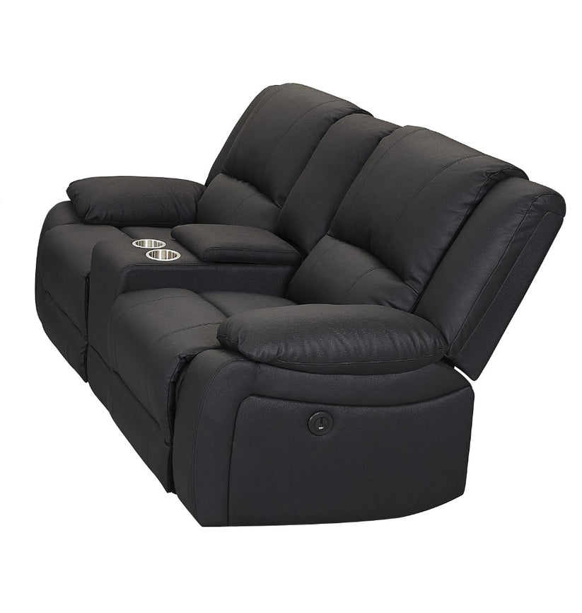 Captain 2 Seater Rhino Suede Fabric Electric Recliner Lounge -Black On ...