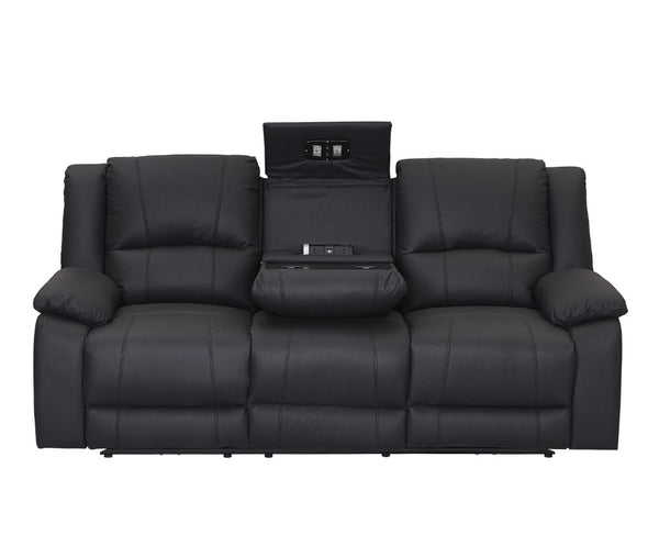Captain 3 Seater Rhino Suede Fabric Electric Recliner Lounge -Black On ...