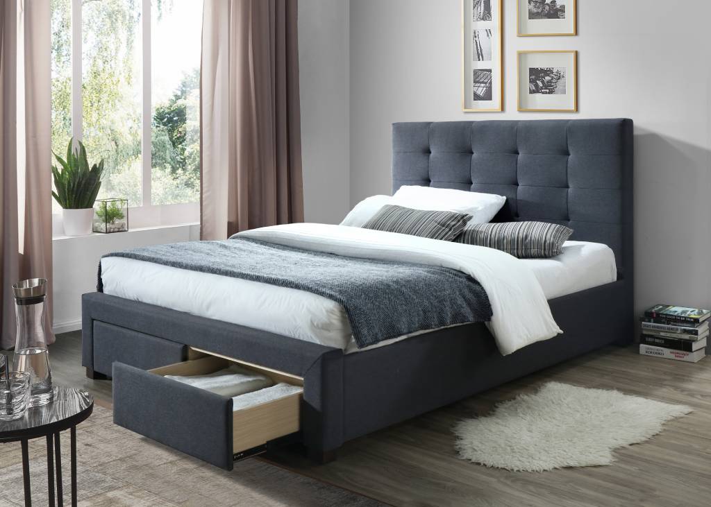 Castlery Fabric 2 Drawer Storage Bed - Dark Grey – Online Furniture ...